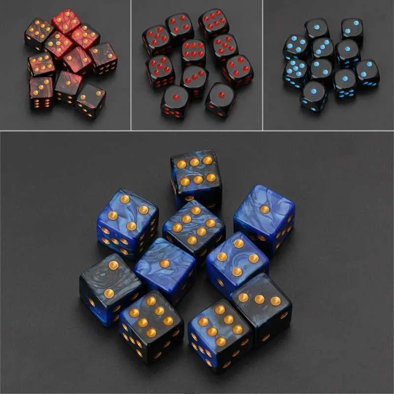 Multicolor Acrylic Cube Digital D6 Dice Set of 10 - 15mm Dice Beads for ...
