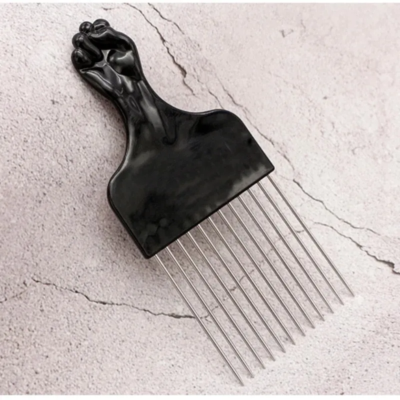 Black Metal Wide-Tooth Afro Pick Comb for Voluminous Styling and ...