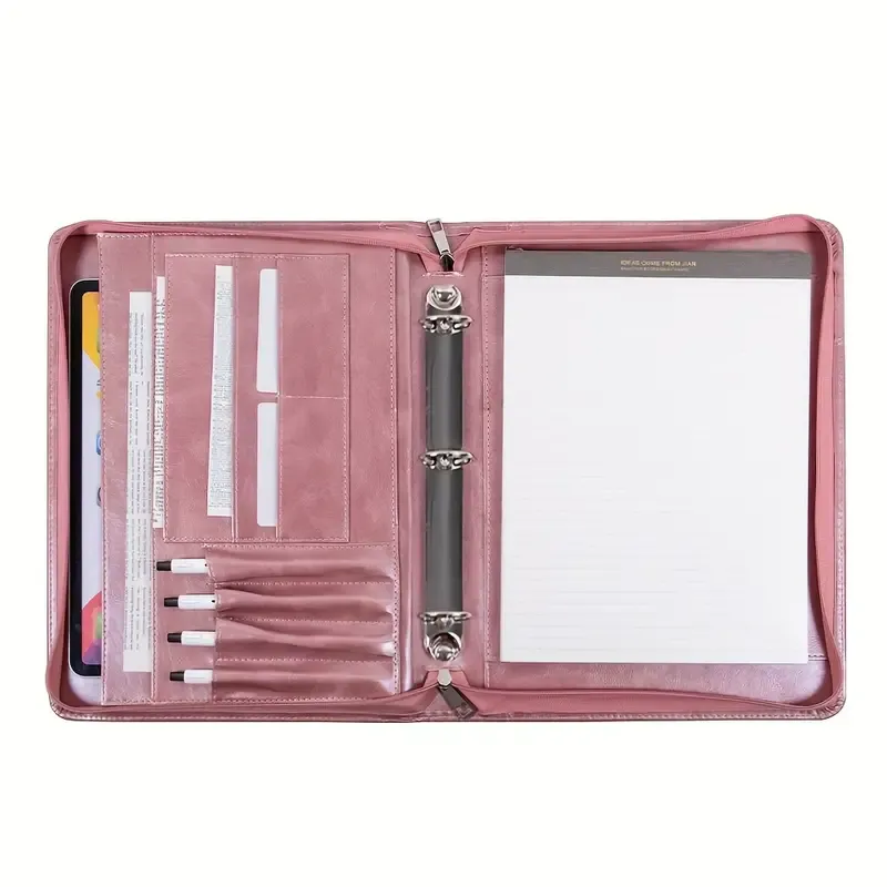 3-Ring Binder Portfolio: PU Leather A4 Document Organizer, Business ...