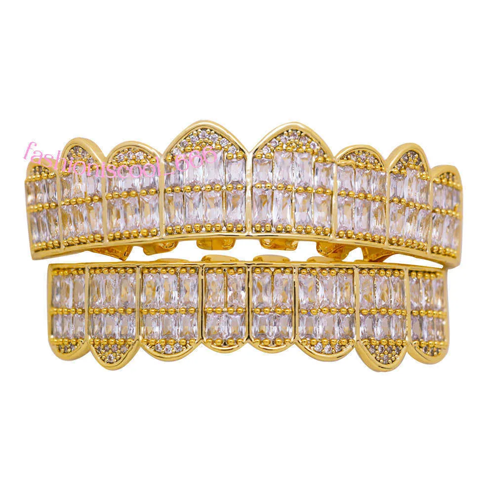 Gold Hip Hop Grillz For Top And Bottom Teeth Dental Mouth Teeth Caps ...