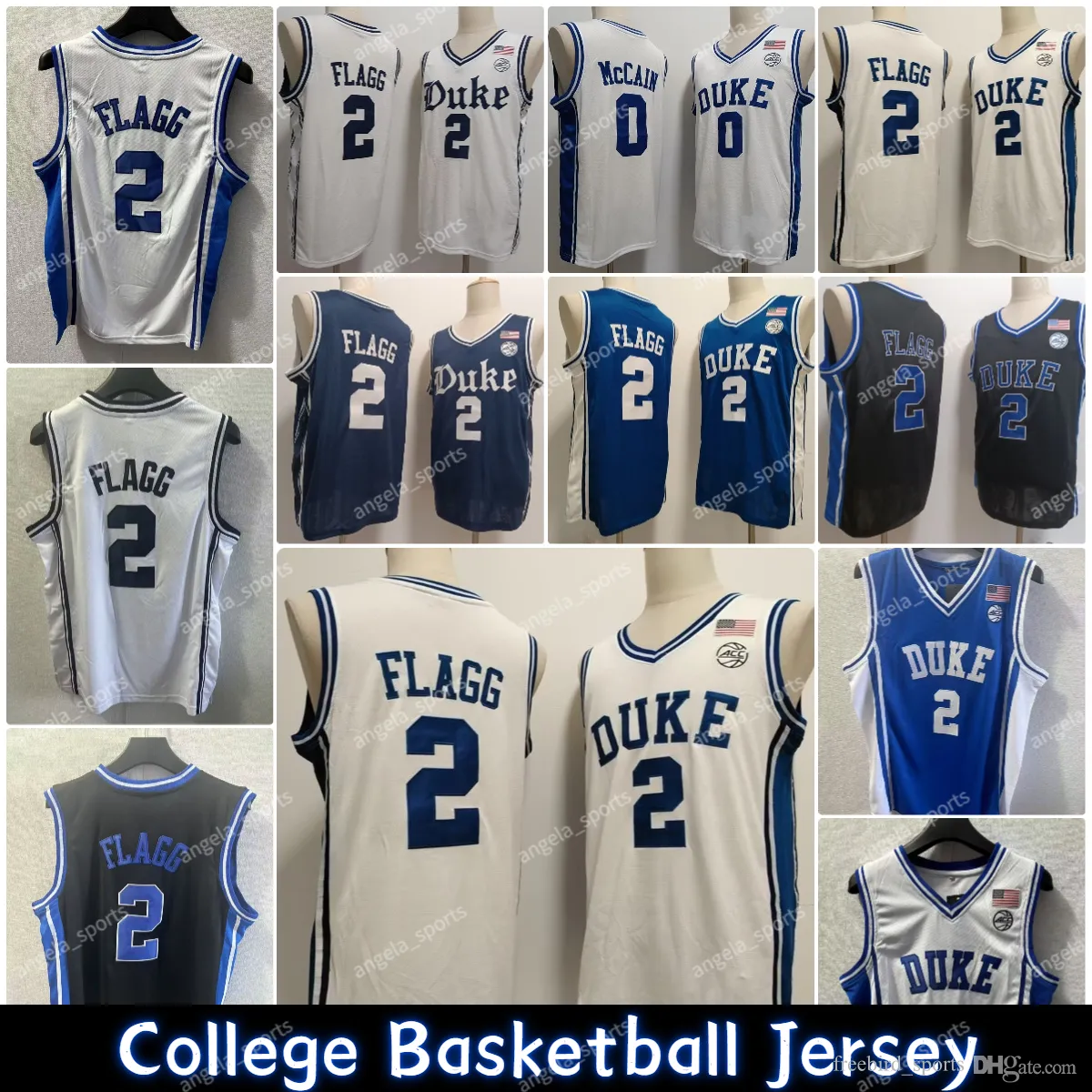 Duke College 2 Cooper Flagg Basketball Jersey Navy Blue and White ...