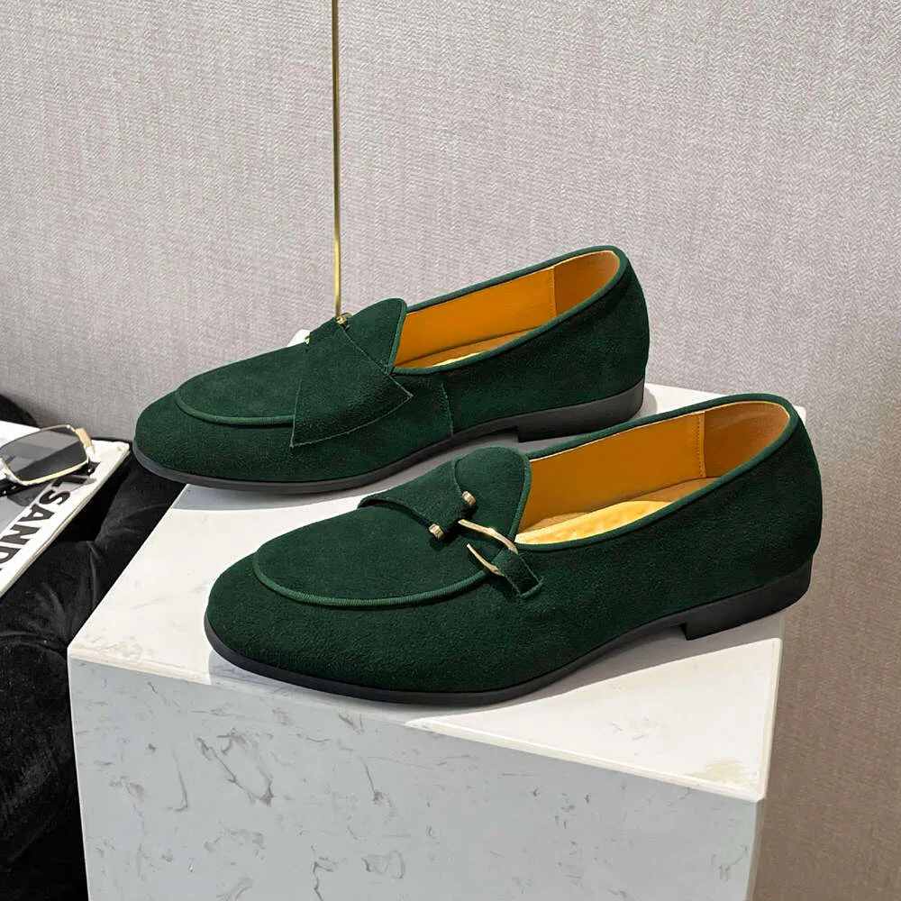 Men's Casual Slip-On Loafers Genuine Leather Suede Driving Flats Narrow ...