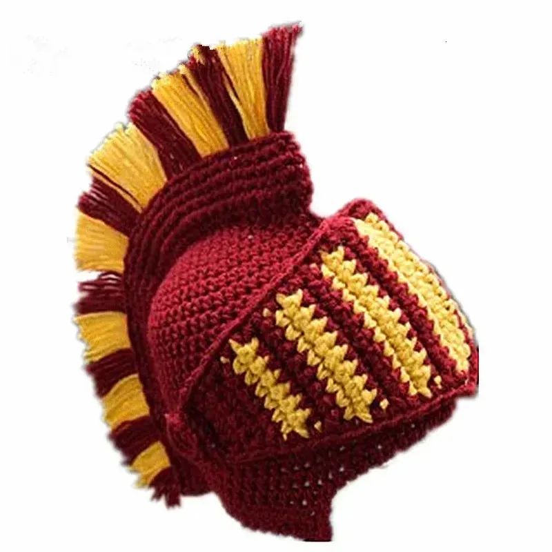Funny Knitted Roman Knight Helmet Hat with Tassels - Warm Winter ...