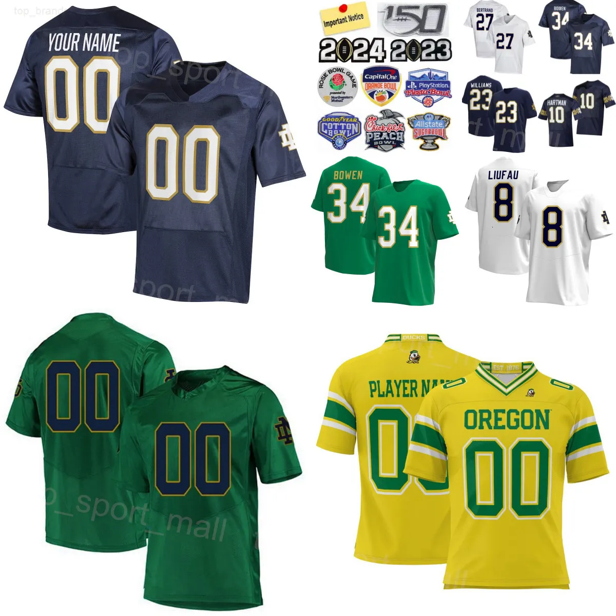 Kolej Notre Dame Dövüş İrlanda Futbolu 10 Sam Hartman Formaları 7 Audic ...