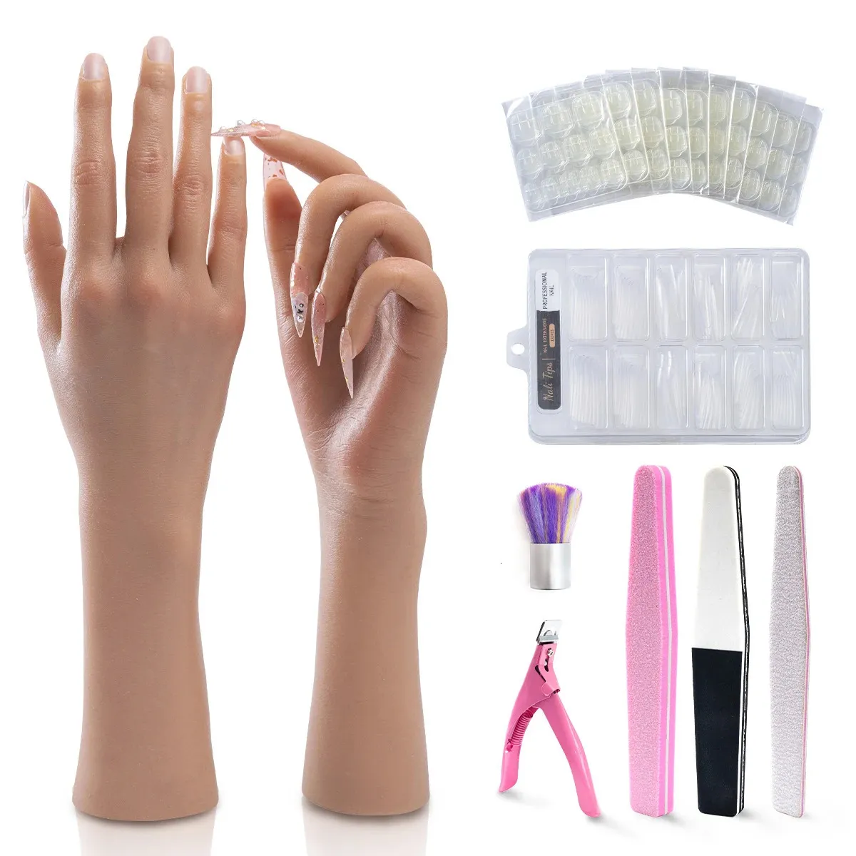 Acrylic Nails Practice Hand Realistic Mannequin Hand For Nail Art ...