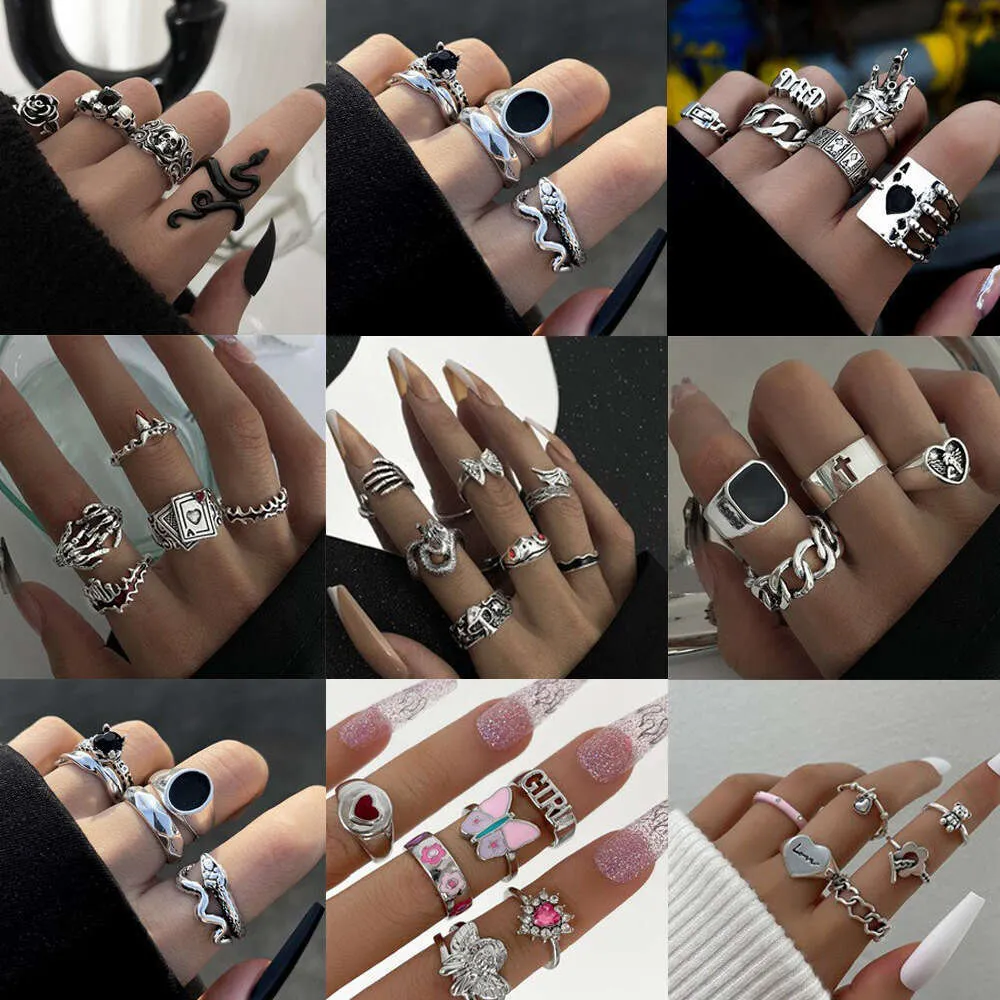 Goth Rings Set: Heavy Metal Punk Rock Style Rings For Women Gothic ...