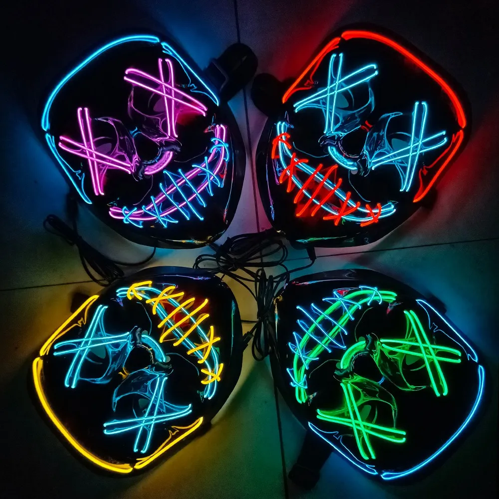 Neon Glow LED Skull Neon Mask For Halloween Cosplay And Events From ...