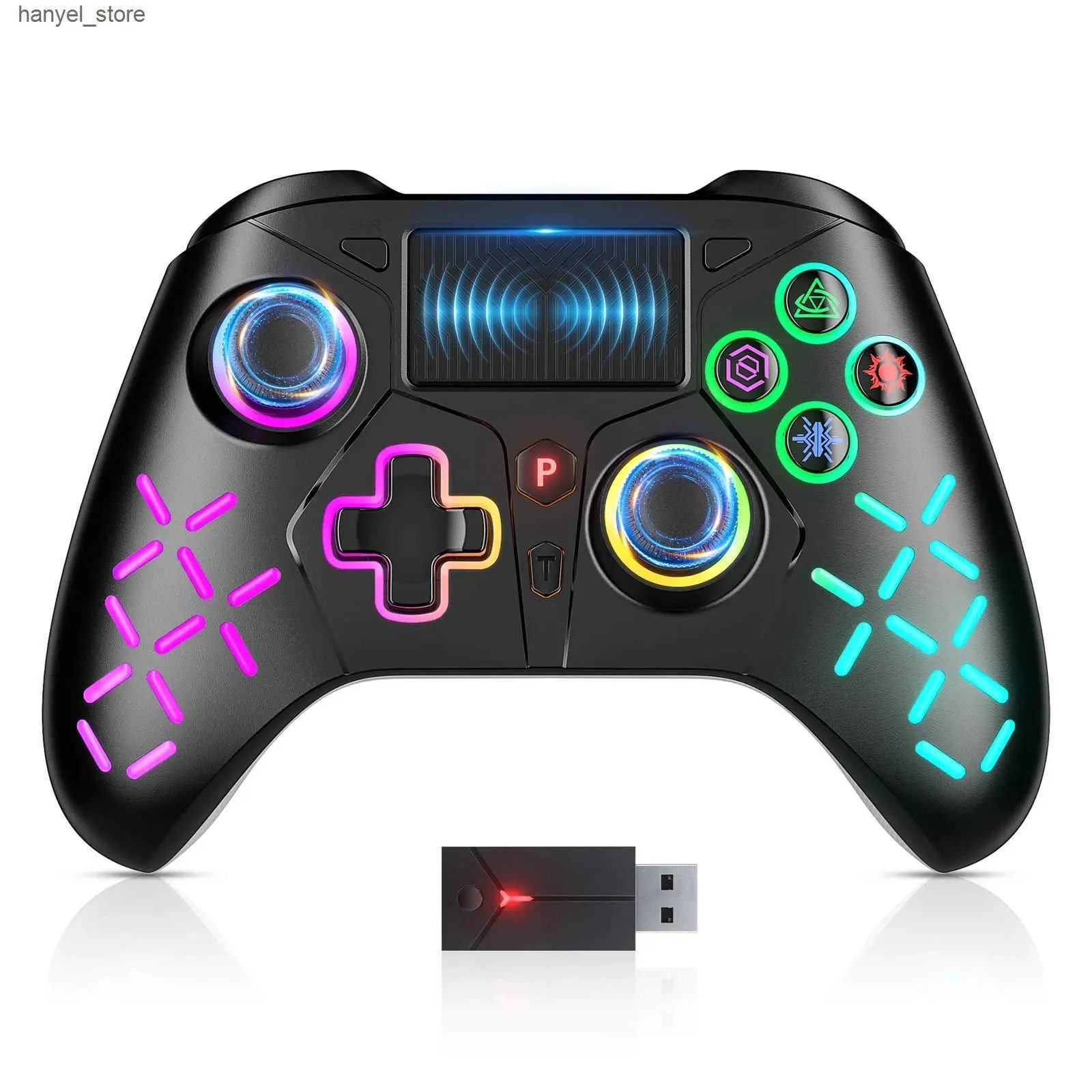 Wireless Gaming Controller with RGB Lighting, Dual Vibration, Turbo ...