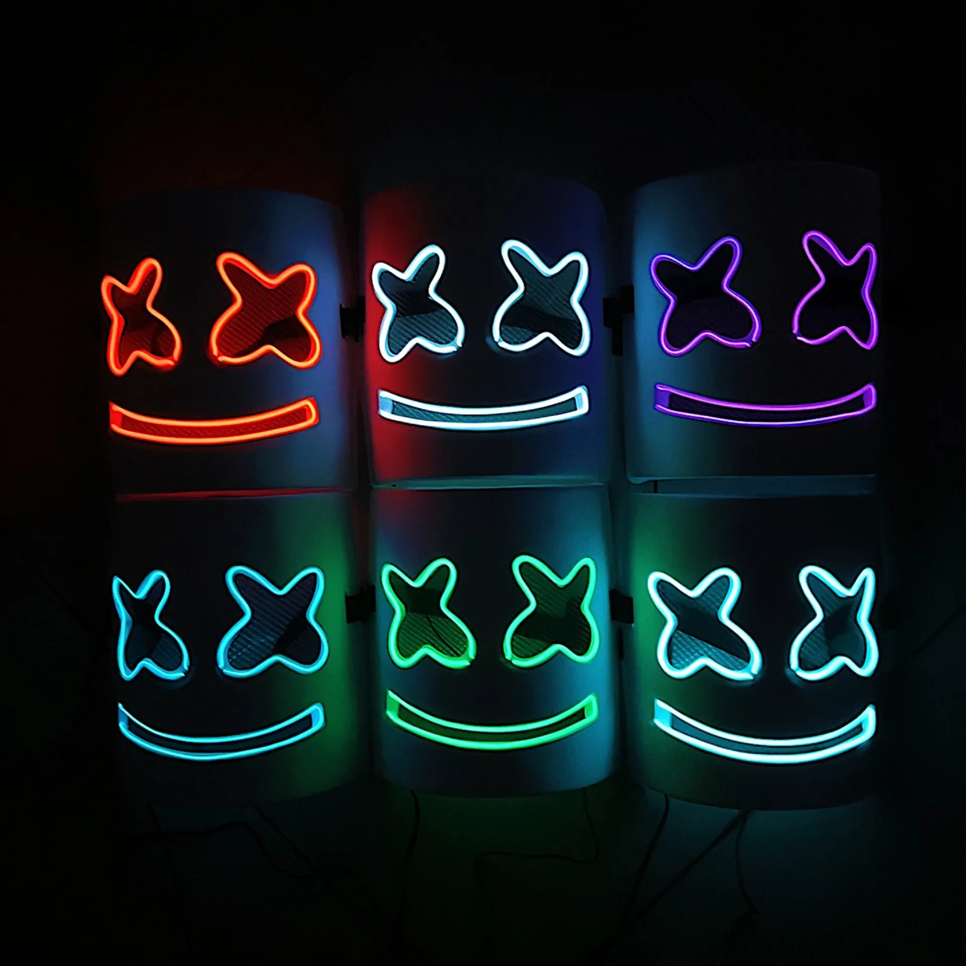 Neon Glow LED Light Up Led Dj Mask Marshmello Mask For Halloween ...