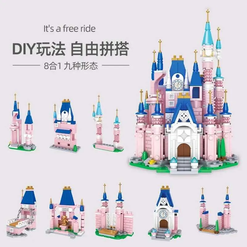 Princess Ice Castle Building Blocks Set - Amusement Park Model, Mini ...