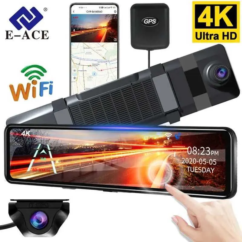 4K Ultra HD 12 Car Video Mirror DVR - Dual Camera, GPS & WiFi Support ...