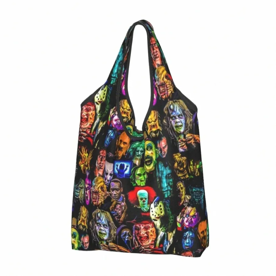 Horror Film Baddies Legends Shopper Bag With Zip Customizable, Large ...