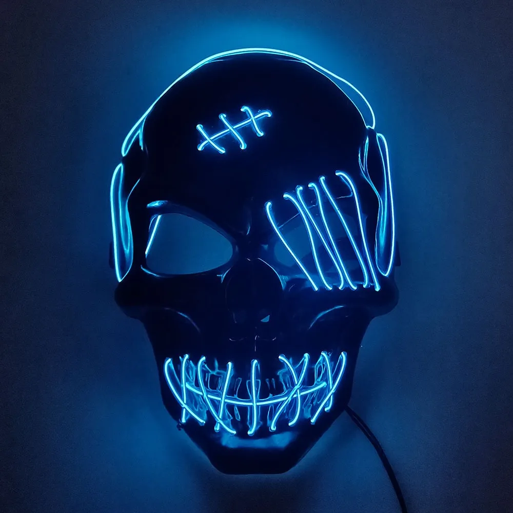 Neon Glow LED Skull Neon Mask For Halloween Cosplay And Night Parties ...