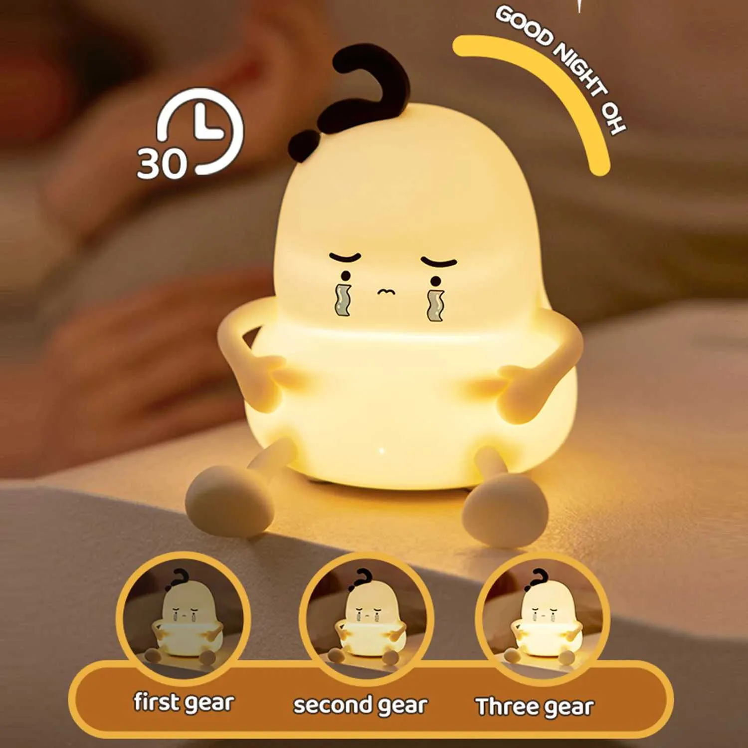 Cute Cartoon Night Lamp: Rechargeable Silicone Animal Night Light for ...