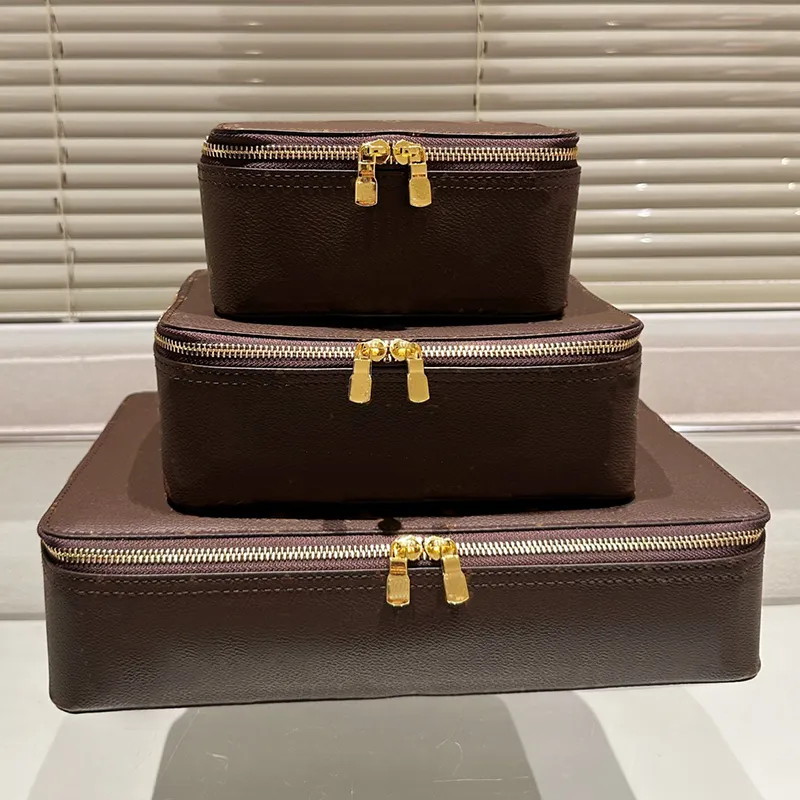 Luxury Plaid Printed Coated Canvas Cube Makeup Storage Organizer Bag ...