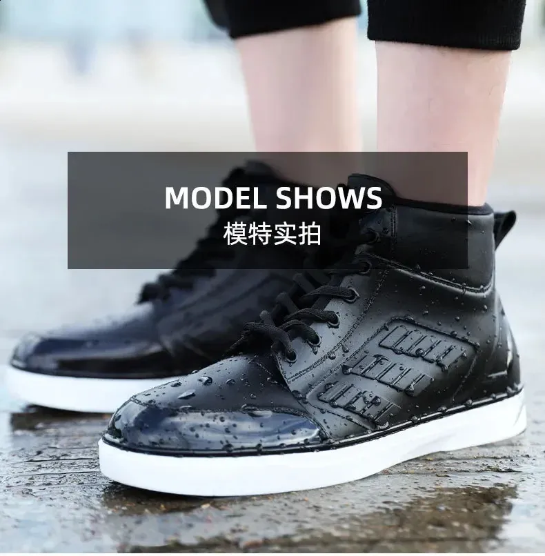High Top Waterproof Rain Boots for Men - Stylish Ankle Boots for Rain ...