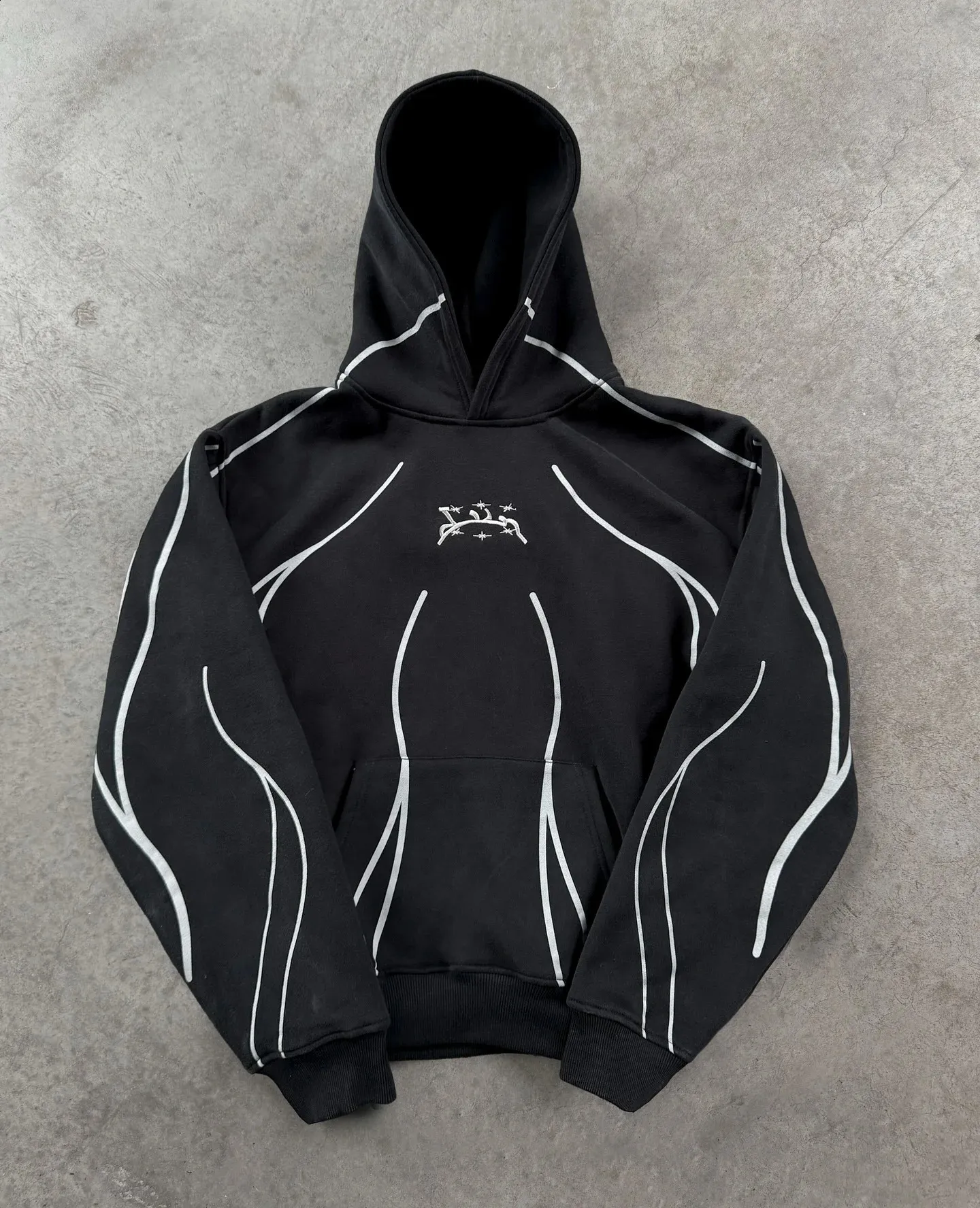 Black Embroidered Gothic Hoodie - Oversized Y2K Streetwear for Men from ...
