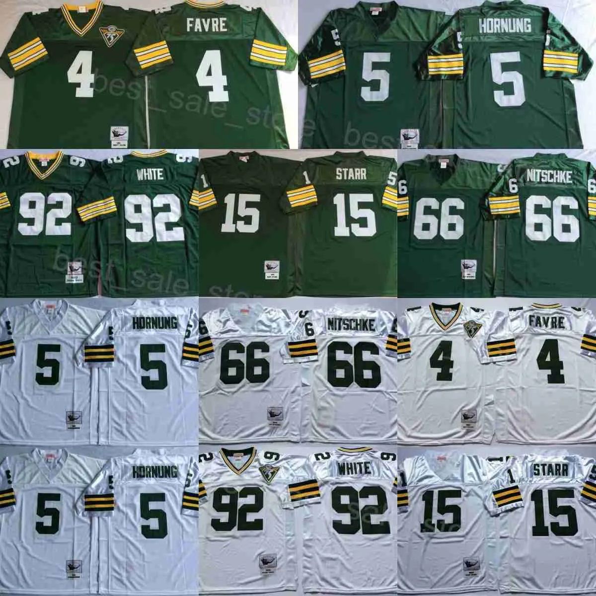 Retro Football Throwback Jerseys - Brett Favre 4, Bart Starr 15, Ray ...