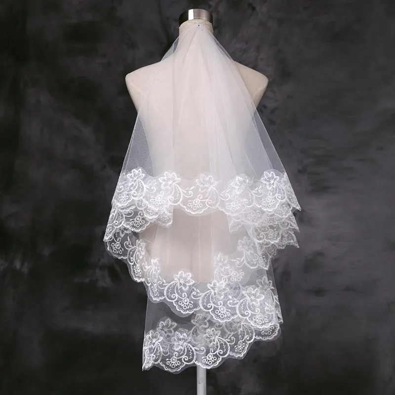 Custom Made Bridal Veil - One Layer Tulle with Lace Applique Edge from ...