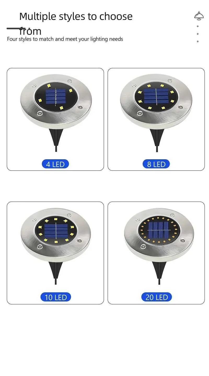 8/20 LED Solar Disc Lights - IP65 Waterproof Garden Path Lights, Deck ...