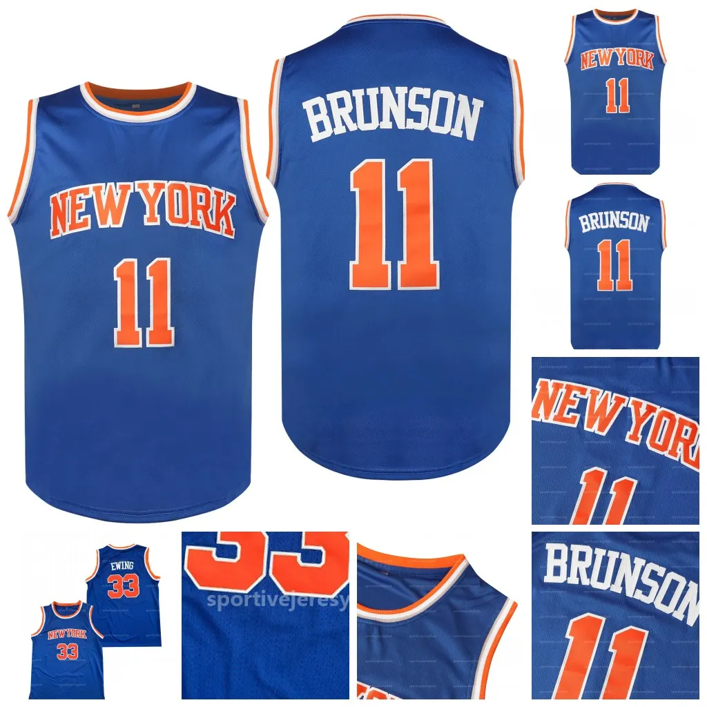 #11 BRUNDON Men's Blue Basketball Jerseys#33 EWING Christamas ...