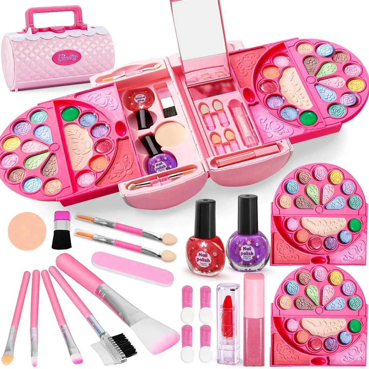 60-Piece Washable Pretend Play Makeup Set for Little Princesses - Non ...