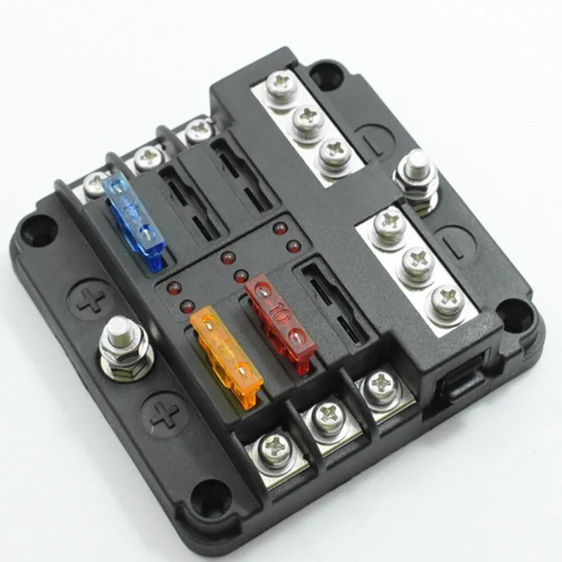 LED Indicator Light Fuse Blade Small Flat Rate Box 6 Ways Plastic Cover ...