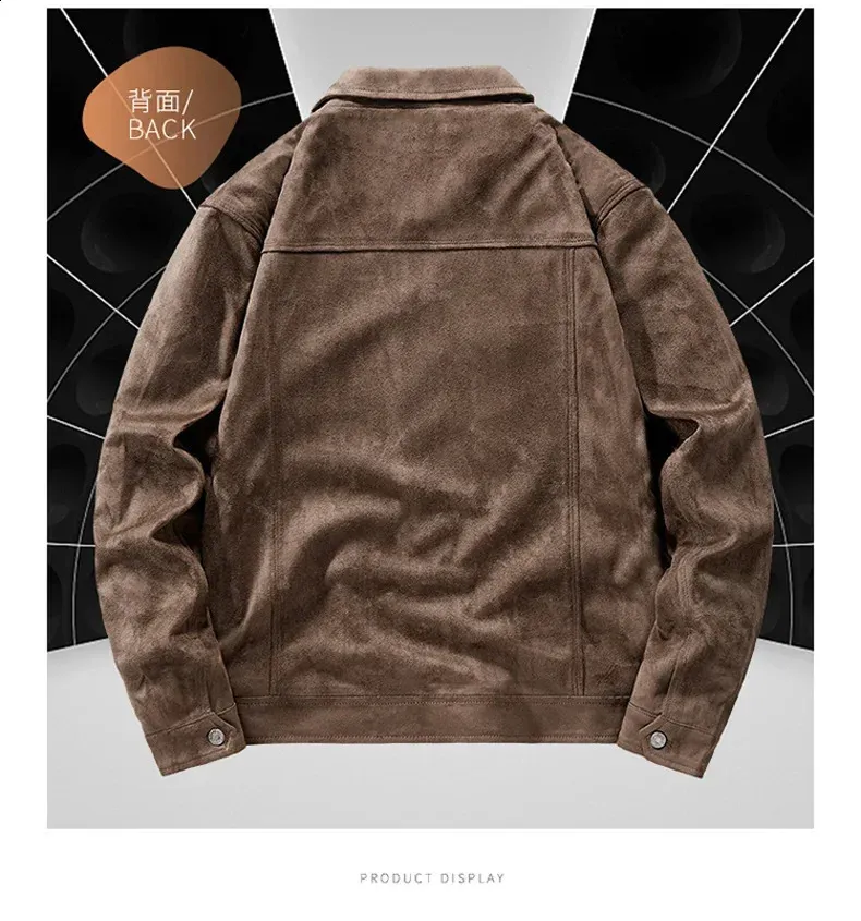 Needlesnoah Men's Retro Brown Pilot Artificial Suede Jacket, Spring ...