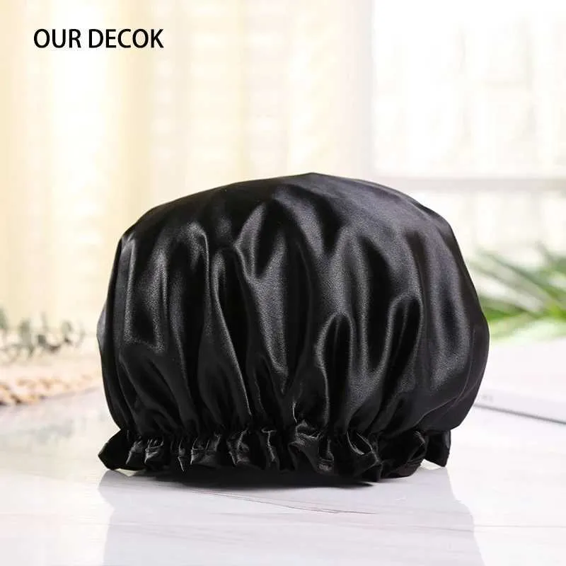 Reusable Waterproof Shower Cap for Women - Soft Silicone Bath Hat for ...