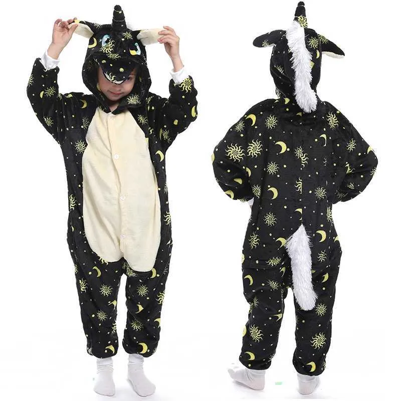 Kids Fleece Anime Pajamas Onesie - Cartoon Animal Cosplay Sleepwear 4 ...