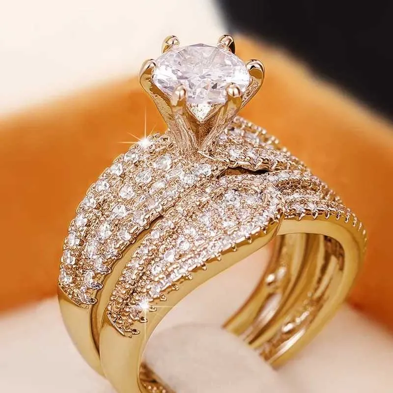Gold & Silver Double Wear Ring Set for Women - Classic Luxury Wedding ...