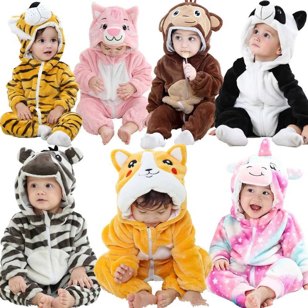 Pajamas Baby Rompers Boys Girls Flannel Kigurumi Jumpsuits Cartoon ...