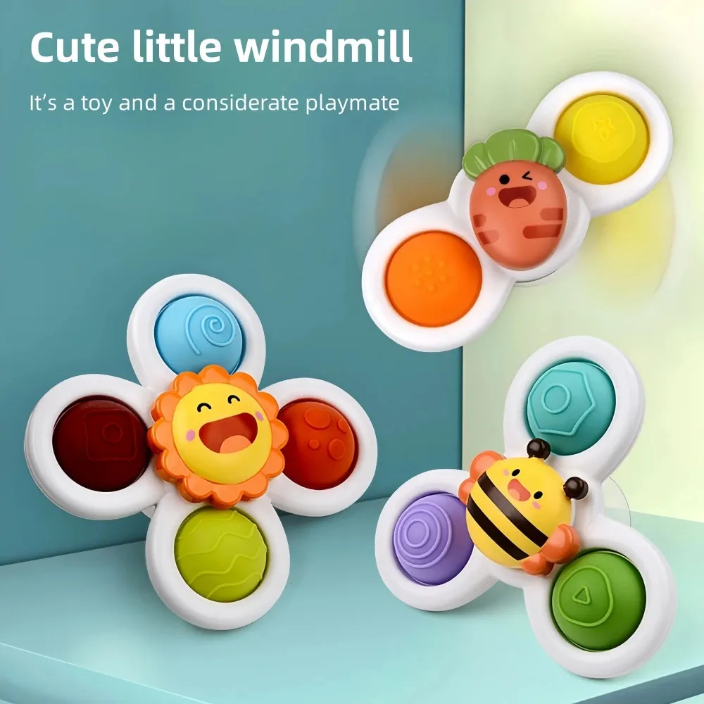 Suction Spinner Toys 3-Pack: Novelty Spinning Tops for Baby Bath ...