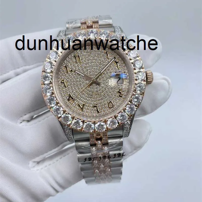 Luxury Rose Iced 2 Tone Gold Diamond Watch With Silver Case, Automatic ...