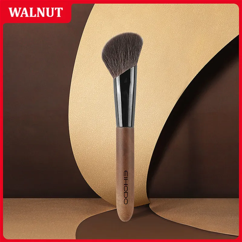 Slanted Makeup Brush Goat Hair Angled Contour Makeup Brush With Walnut ...