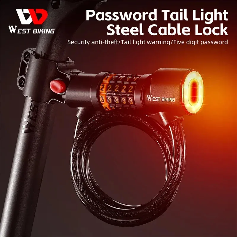 Compact Bike Lock with Rechargeable Tail Light - Secure 4-Digit ...