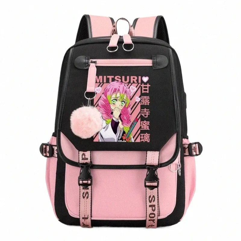 Kanroji Mitsuri Blackpink Backpack Hot Anime School Bag For Kids, Boys ...