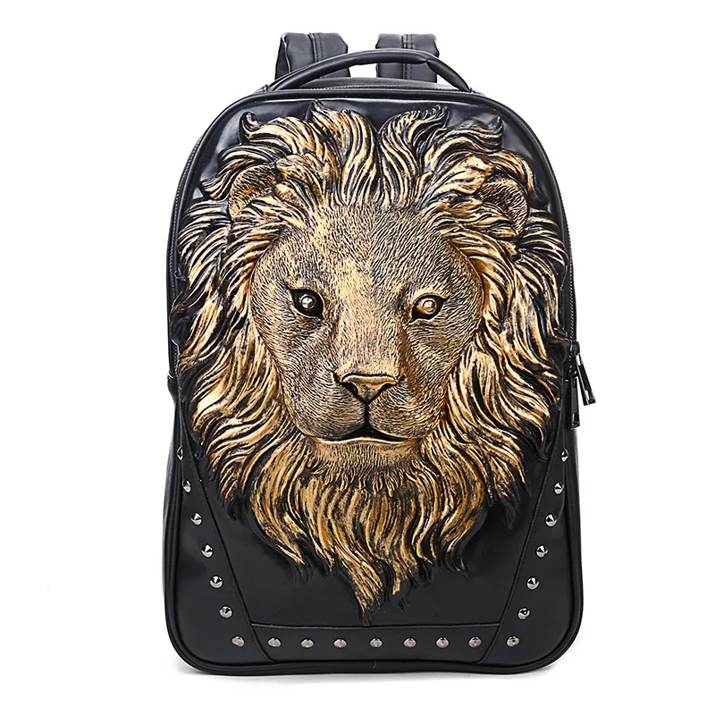 PU Leather Backpack Lion Printed Pattern Backpacks Laptop Backpacks ...