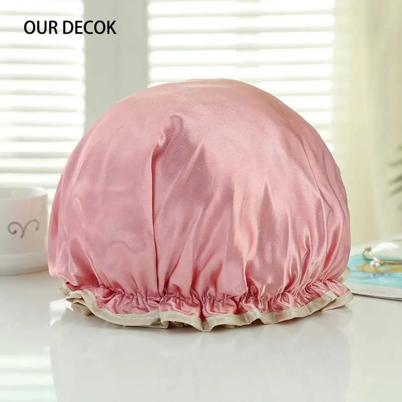 Reusable Waterproof Shower Cap for Women - Soft Silicone Bath Hat for ...