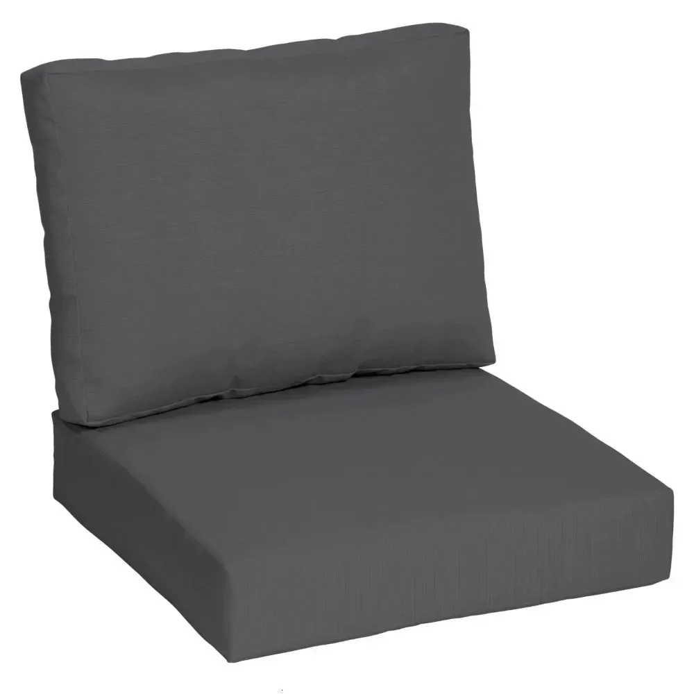 Premium Gray Outdoor Cushions - 45 x 24 Rectangular 2-Piece Set, Dark ...