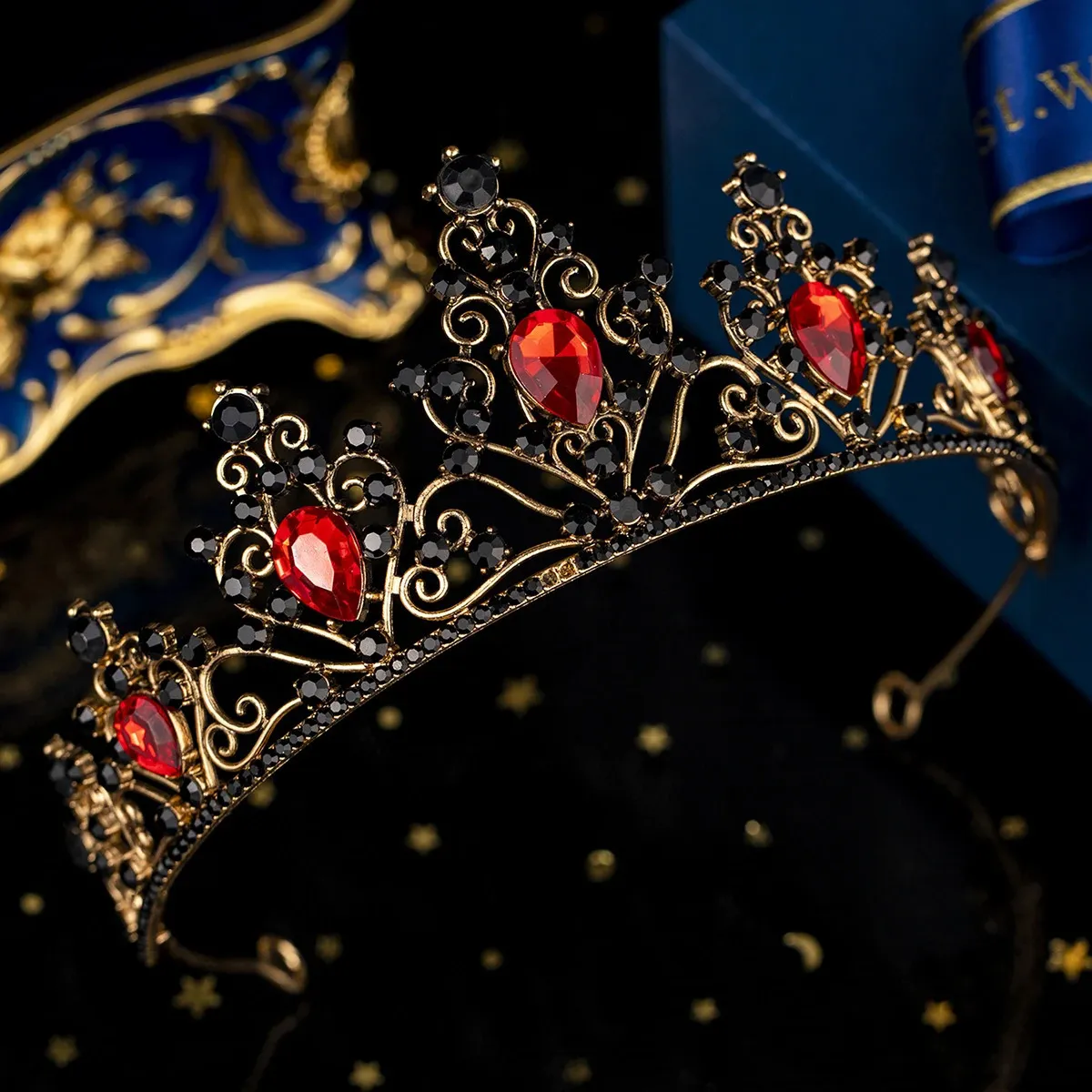Red Crown Tiara for Women - Halloween Costume Accessory, Exquisite ...