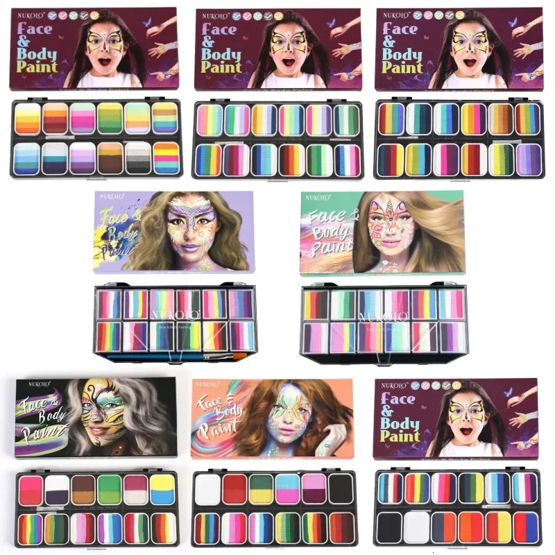 Rainbow Face Paint Palette - Washable Water-Based Makeup Kit for Kids ...