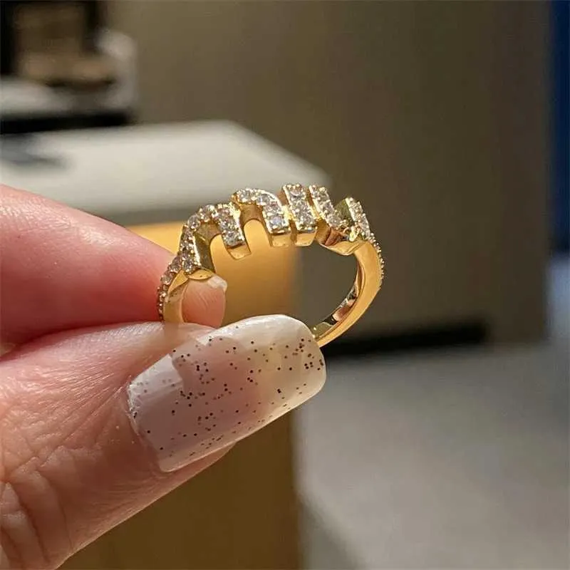 Adjustable Crystal Zircon Letter M Ring for Women - Gold, Daily Wear ...