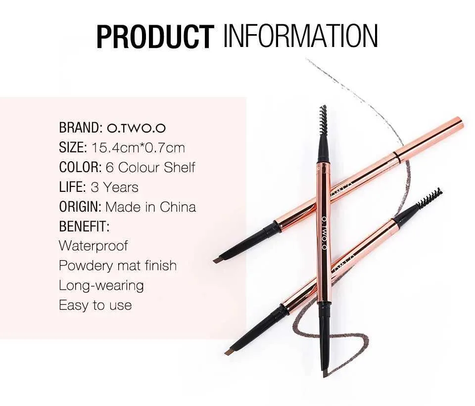 O.Two O-Shaped Eyebrow Pencil - Thin Triangle Exfoliator, Waterproof ...