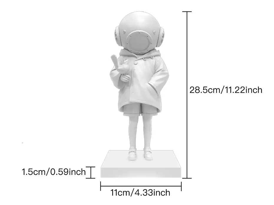 Nordic Art Deep Sea Diver Resin Sculpture with Glass Elements for ...