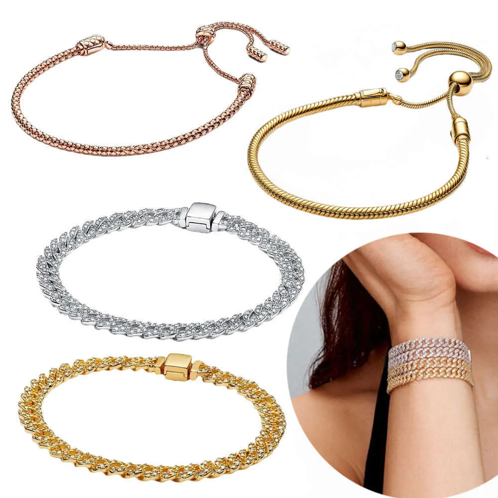 Pan Style Adjustable Cuban Link Snake Bone Bracelets For Women Elegant ...