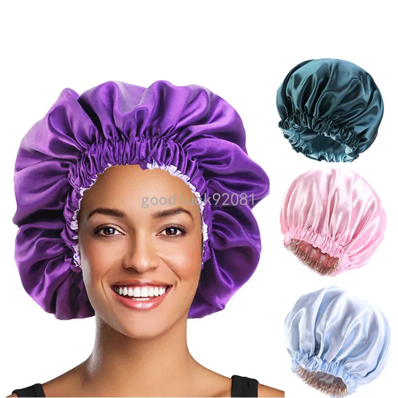 Solid Color Satin Hair Bonnet Sleeping Cap for Women Adjustable Strap ...