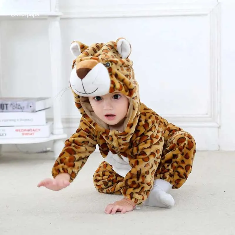 Baby Leopard Romper Jumpsuit - Warm Fleece Onesie for Boys & Girls ...