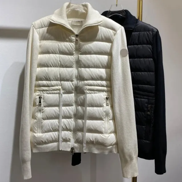 Designer Women's Down Jackets French Brand Knit Patchwork Coat ...
