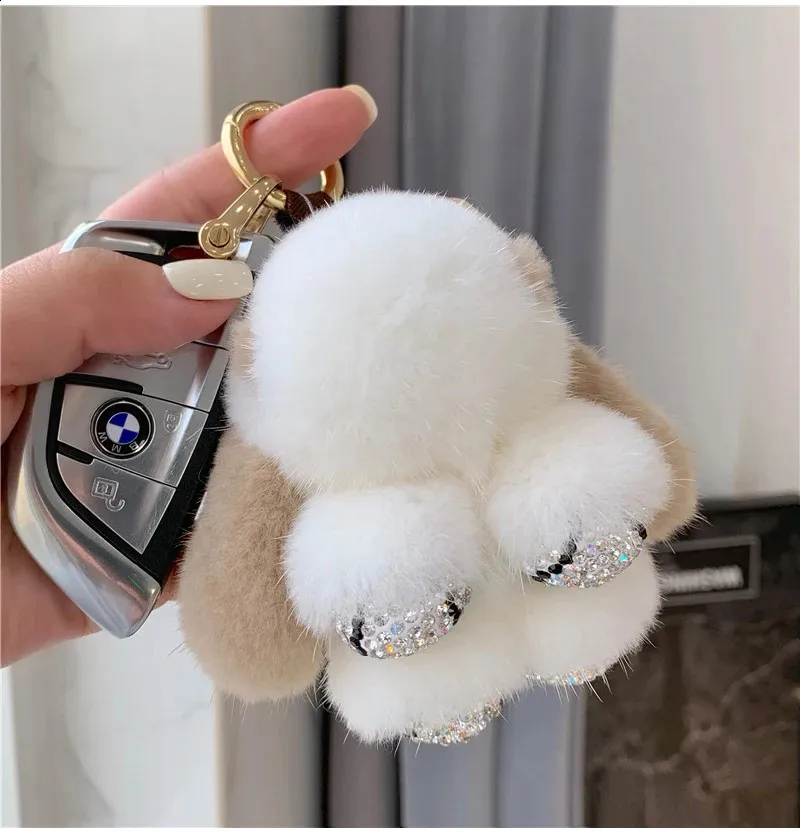 Mink Rabbit Fur Pendant Bag Jewelry Keychain Plush Speaker Cute Ren ...